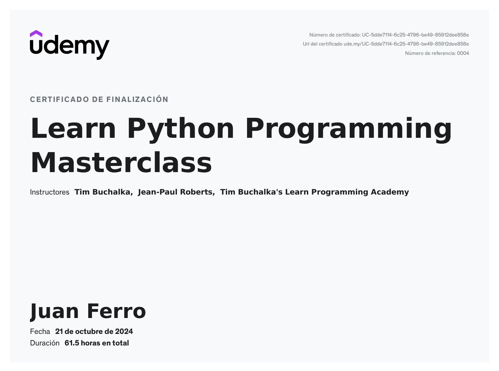 Certificate of Advanced Python